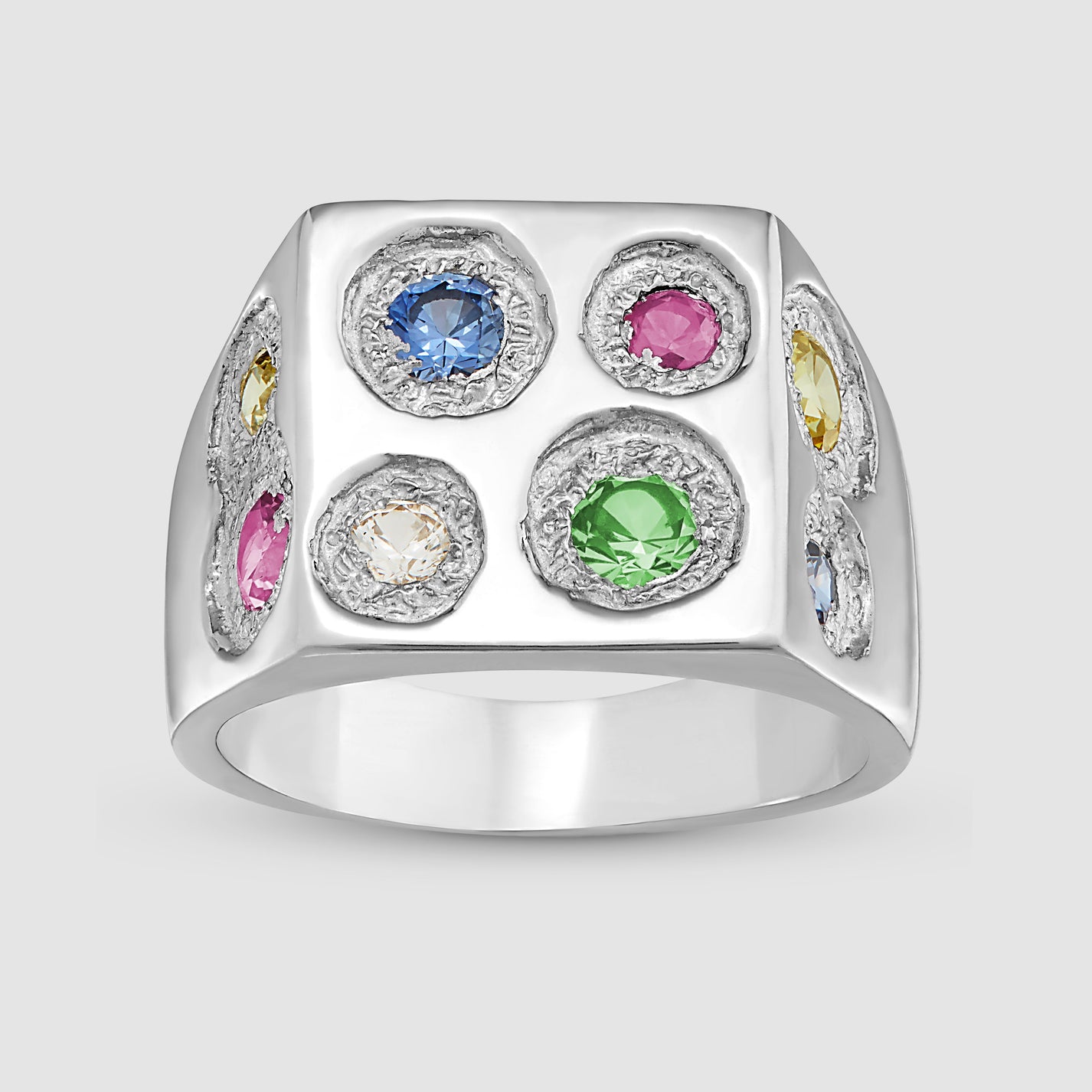 Rectangle Chloroplast Signet - Multi - Silver – BLEUE BURNHAM